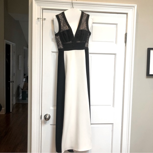 BCBGMaxAzria | Dresses | Bcbg Max Azria Black Tie Full Length Gown With ...